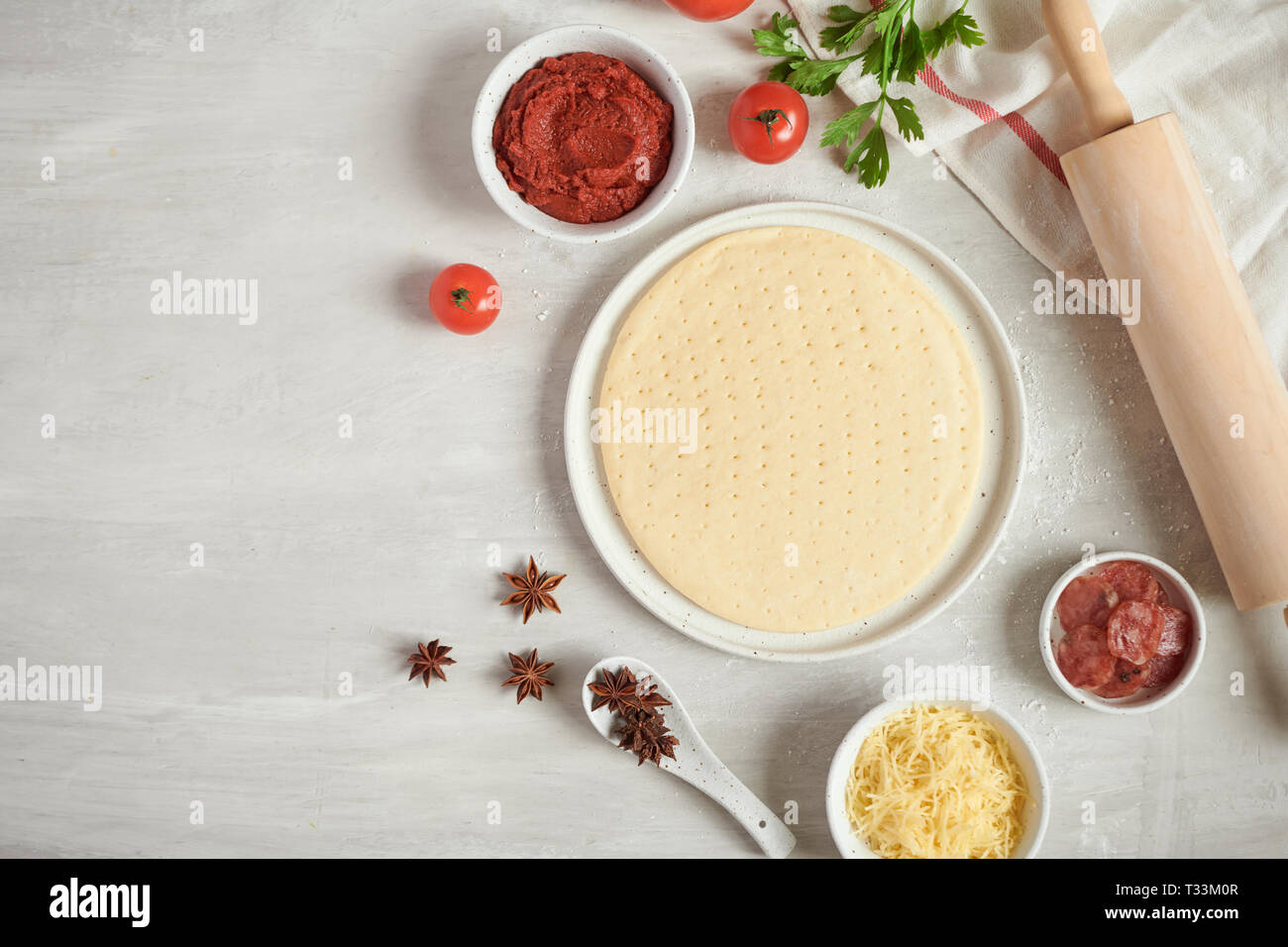 Top view pizza on white hi-res stock photography and images - Alamy