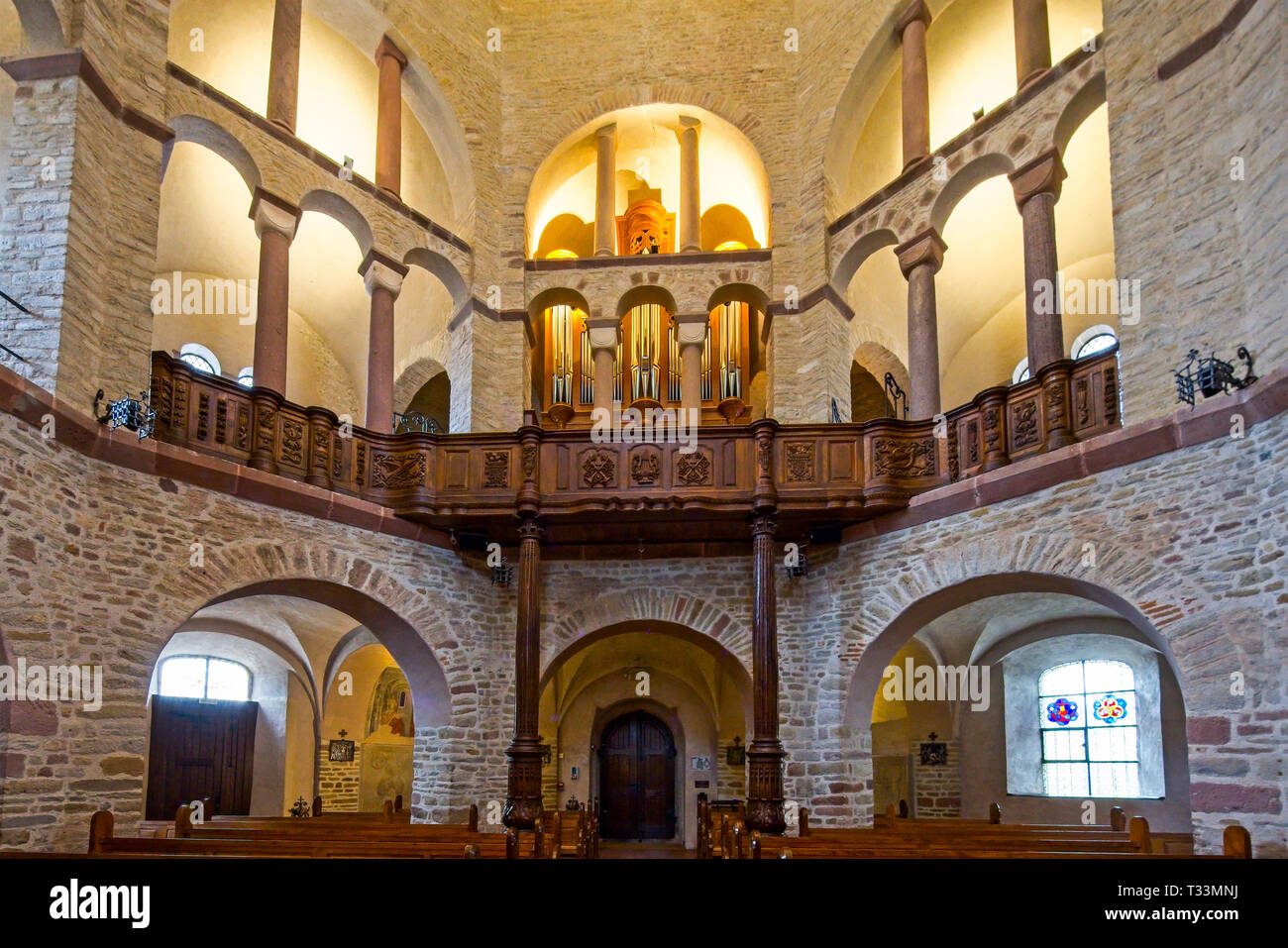 Interior of Saint Peter and Saint Paul church in Ottmarsheim build in ...