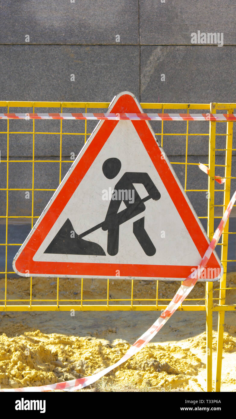 road works sign Stock Photo - Alamy