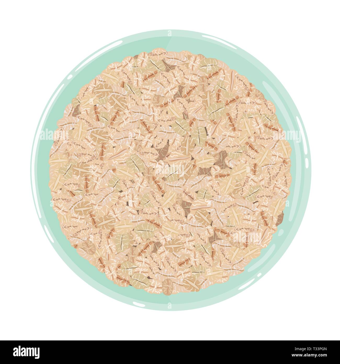 Oat flakes in a bowl, top view. Healthy natural breakfast. Portion of ...
