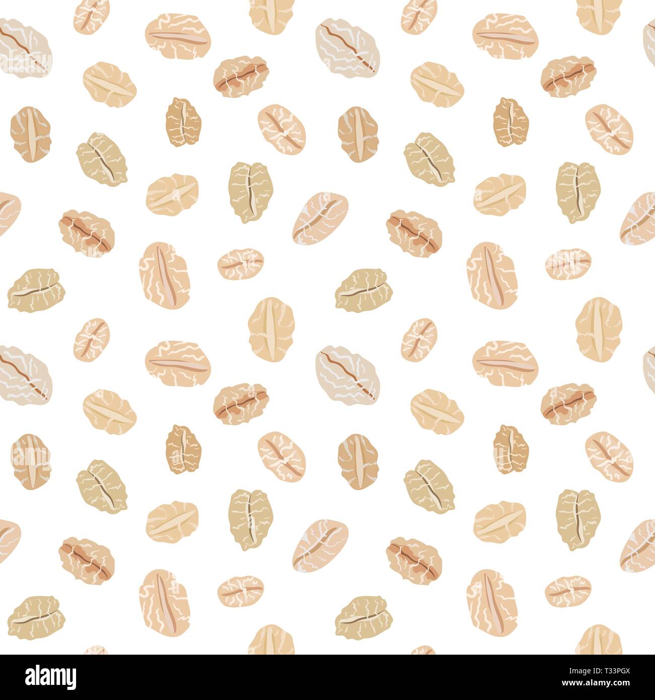 Seamless pattern with oat flakes on white background. Vector seamless ...
