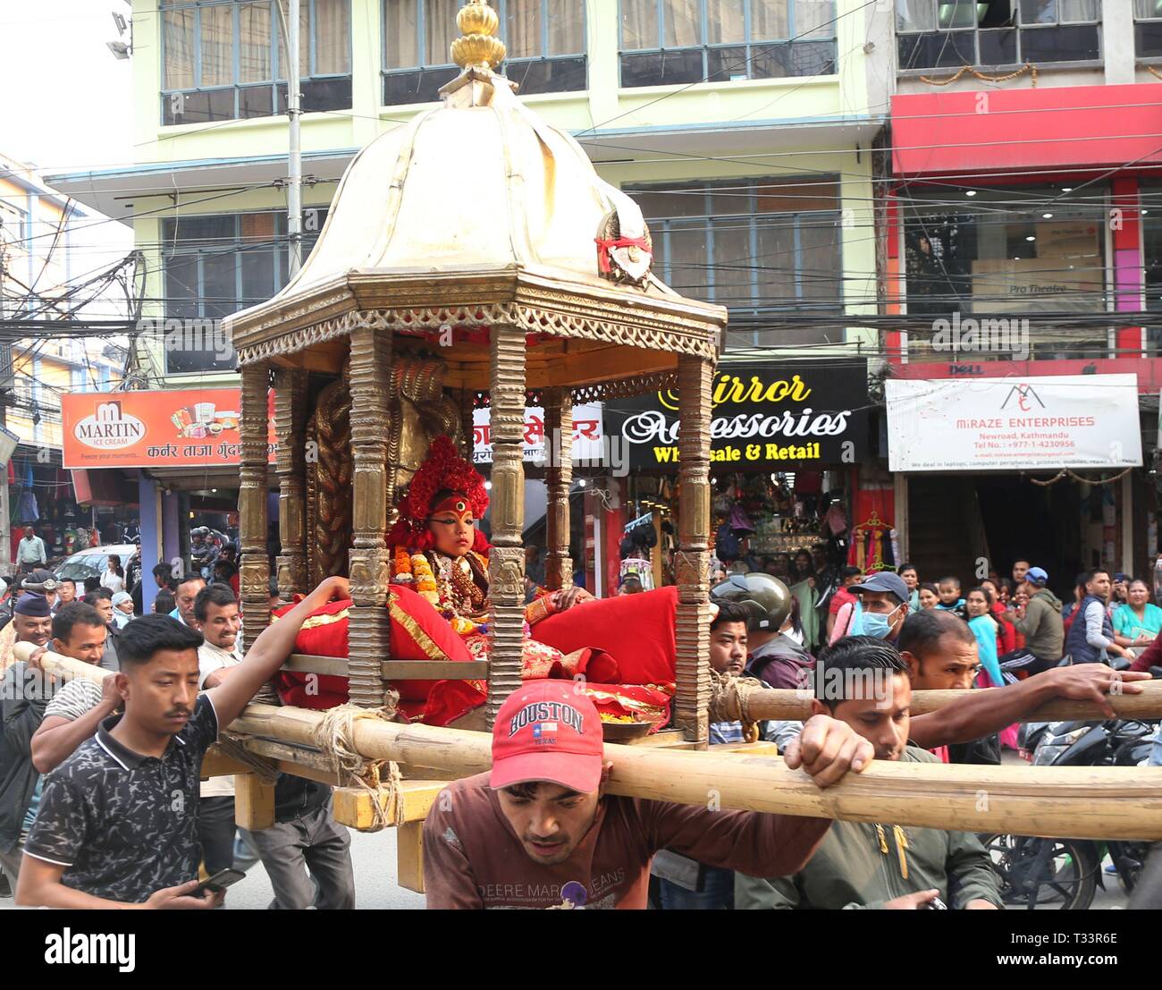 Kathmandu, Nepal. 05th Apr, 2019. Living Goddess known as Kumari ...