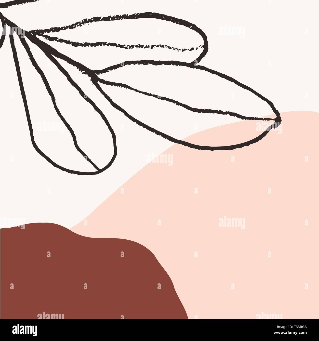 Contemporary collage style design with hand drawn botanical elements ...