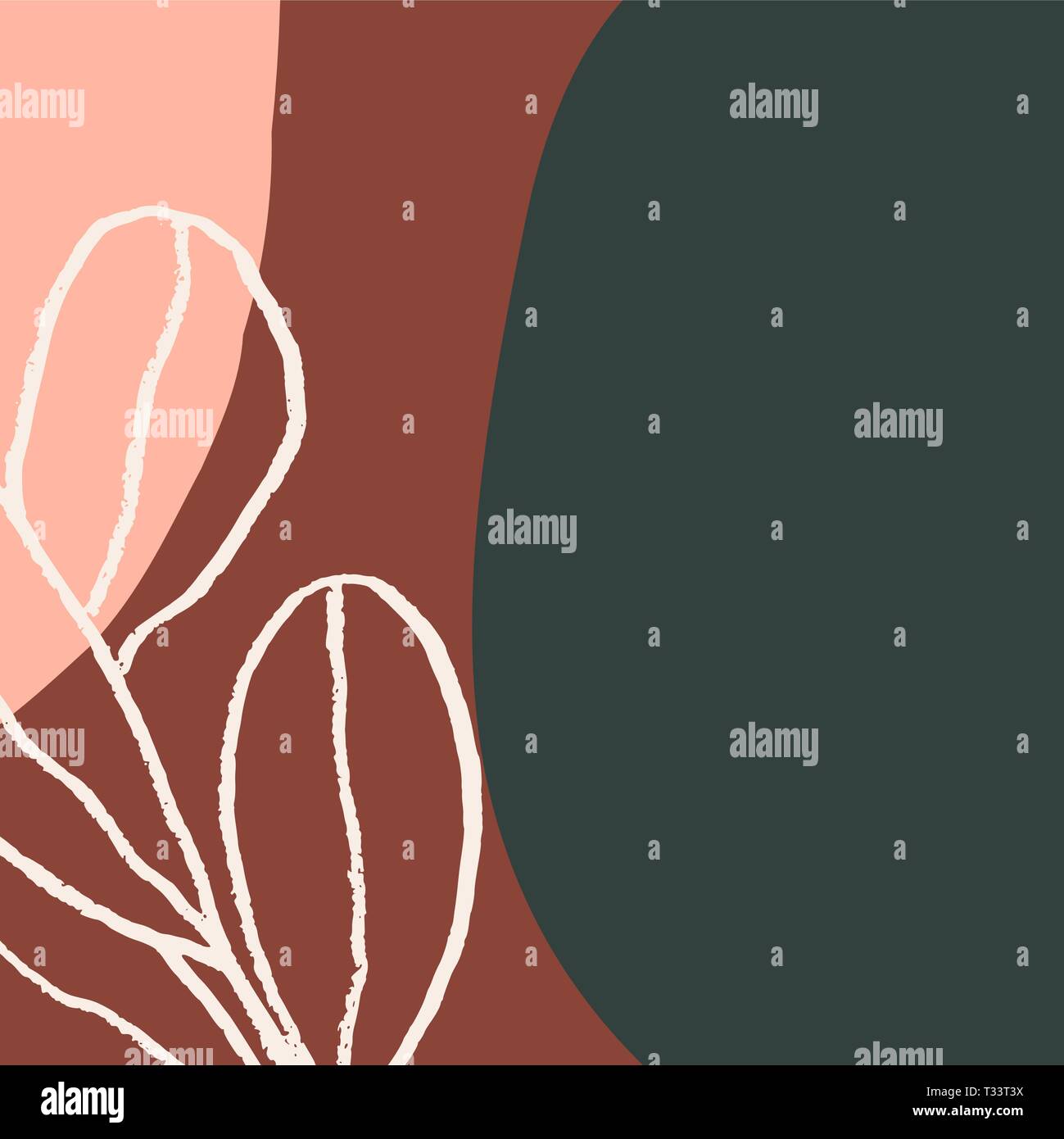 Contemporary collage style design with hand drawn botanical elements ...