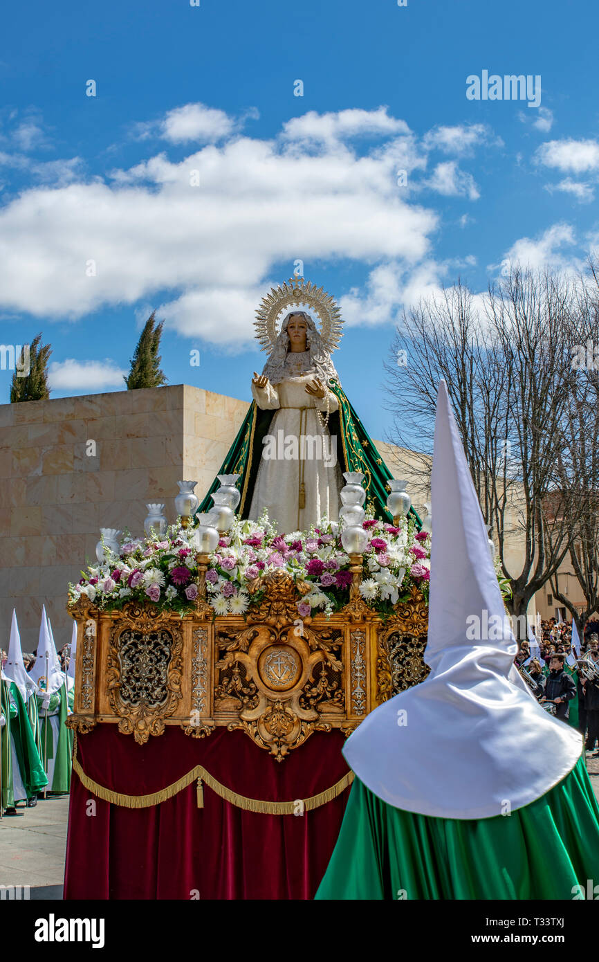 Zamora, Spain; March 2018: Virgin Our Lady of Hope (Esperanza) on her ...