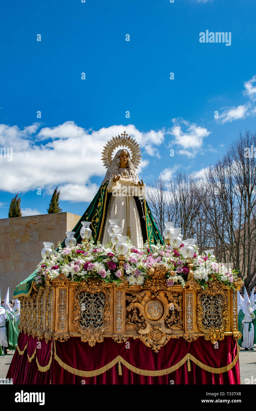 Zamora, Spain; March 2018: Virgin Our Lady of Hope (Esperanza) on her ...