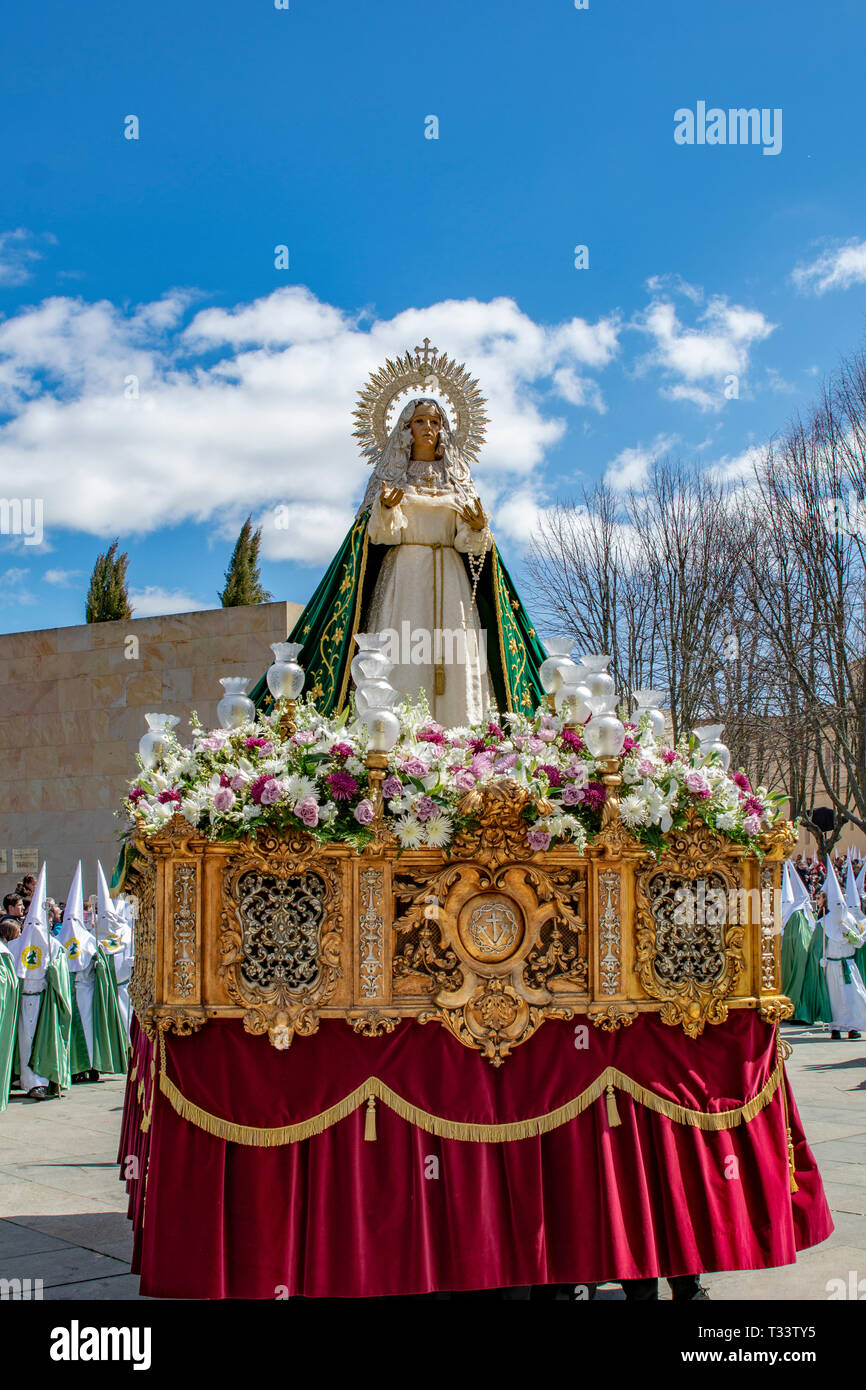 Zamora, Spain; March 2018: Virgin Our Lady of Hope (Esperanza) on her ...