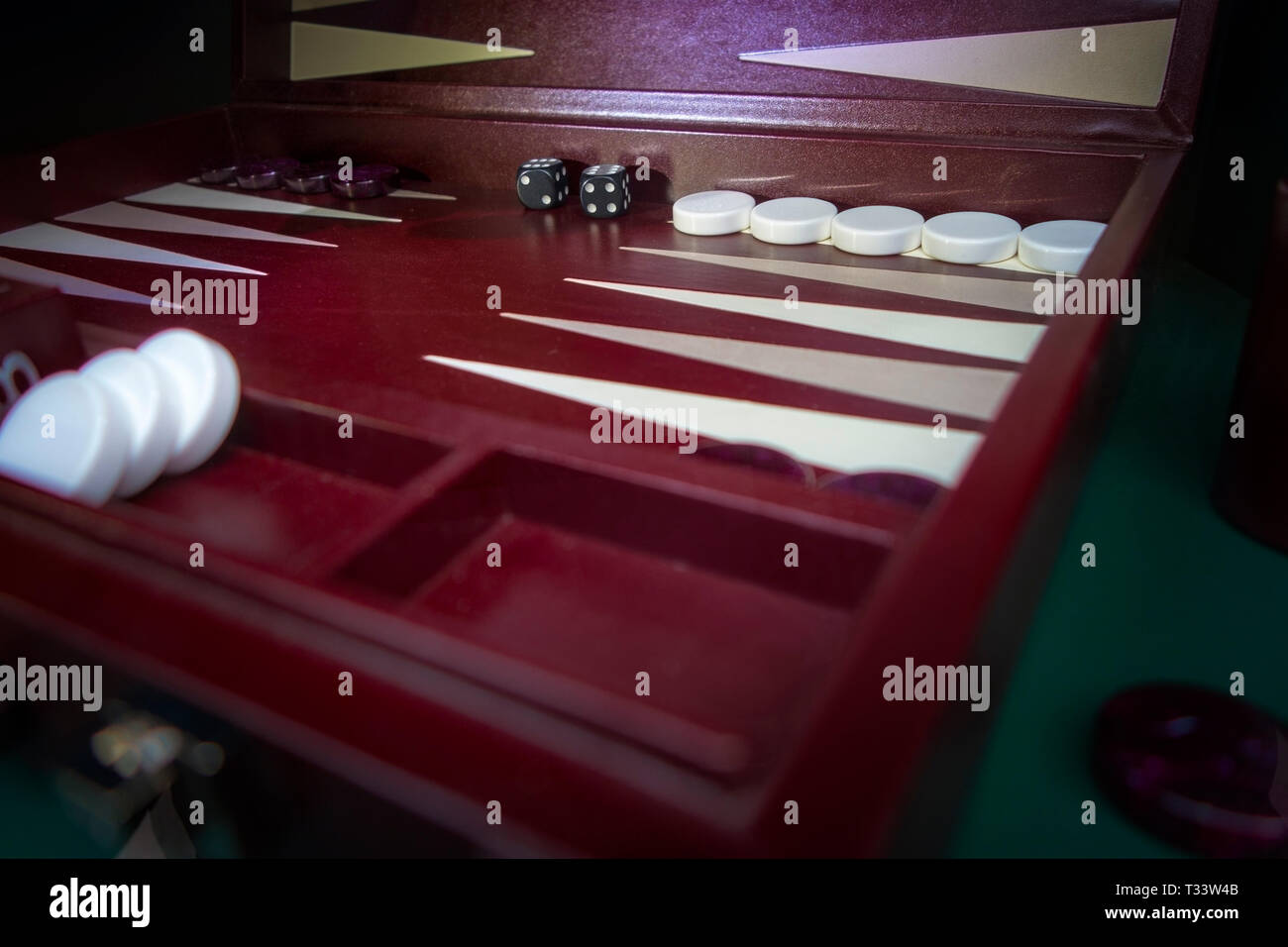 maroon, white and black backgammon board game set Stock Photo - Alamy