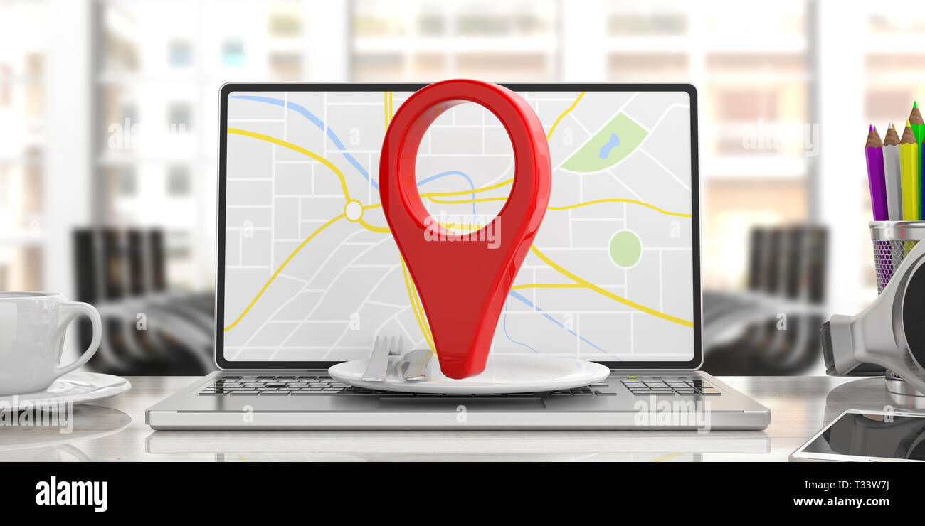 Map on computer screen hi-res stock photography and images - Alamy