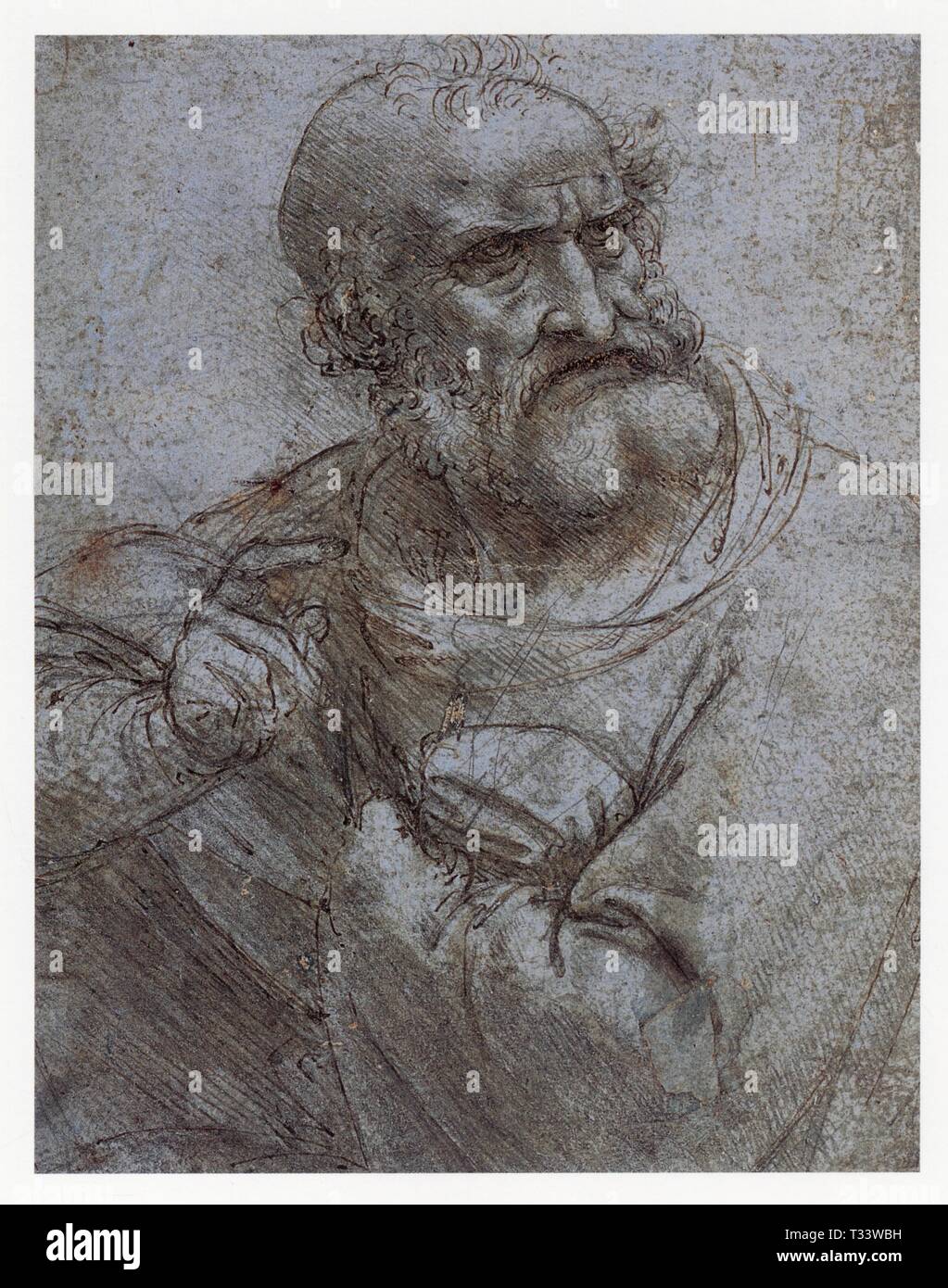 LEONARDO DA VINCI. STUDY FOR THE LAST SUPPER. PETER . 1495. PEN AND INK ...