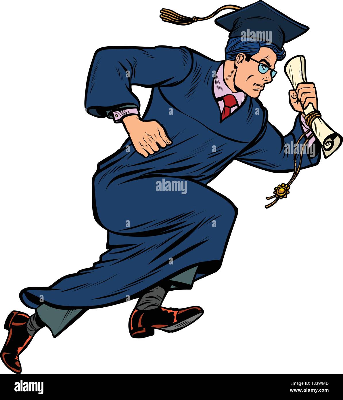 graduate of University College isolate on white background. Pop art ...