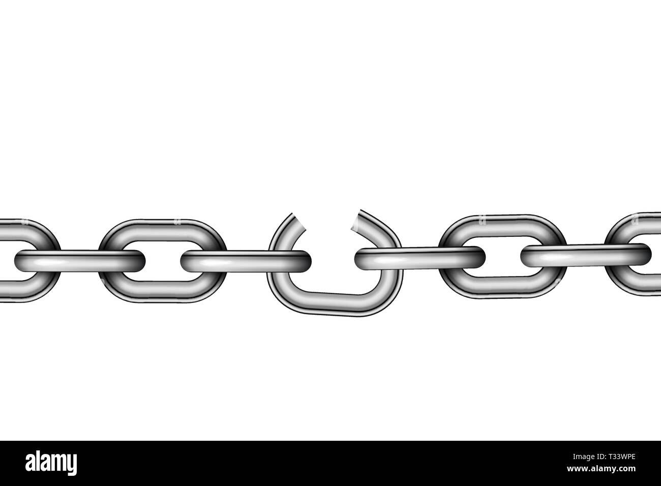Weak link in glossy metallic chain isolated on white Stock Vector Image ...