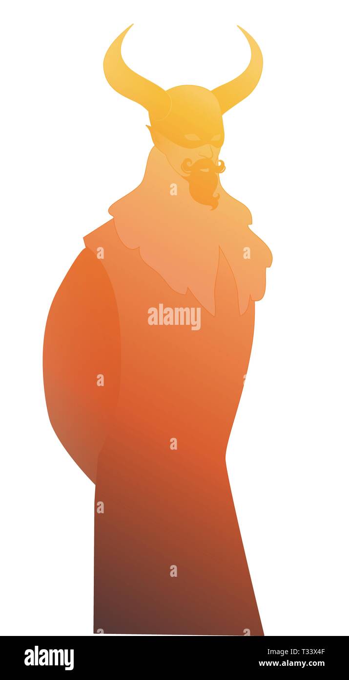 Silhouette of Devil. Man wearing a mask and big horns, mustache, goatee ...