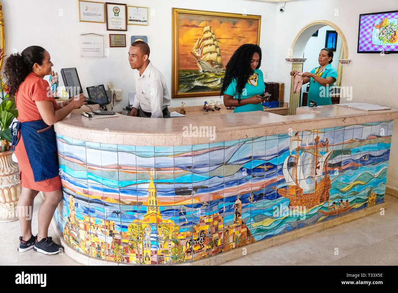 Cartagena Colombia,Bocagrande,Hotel San Pietro,front desk reservation ...