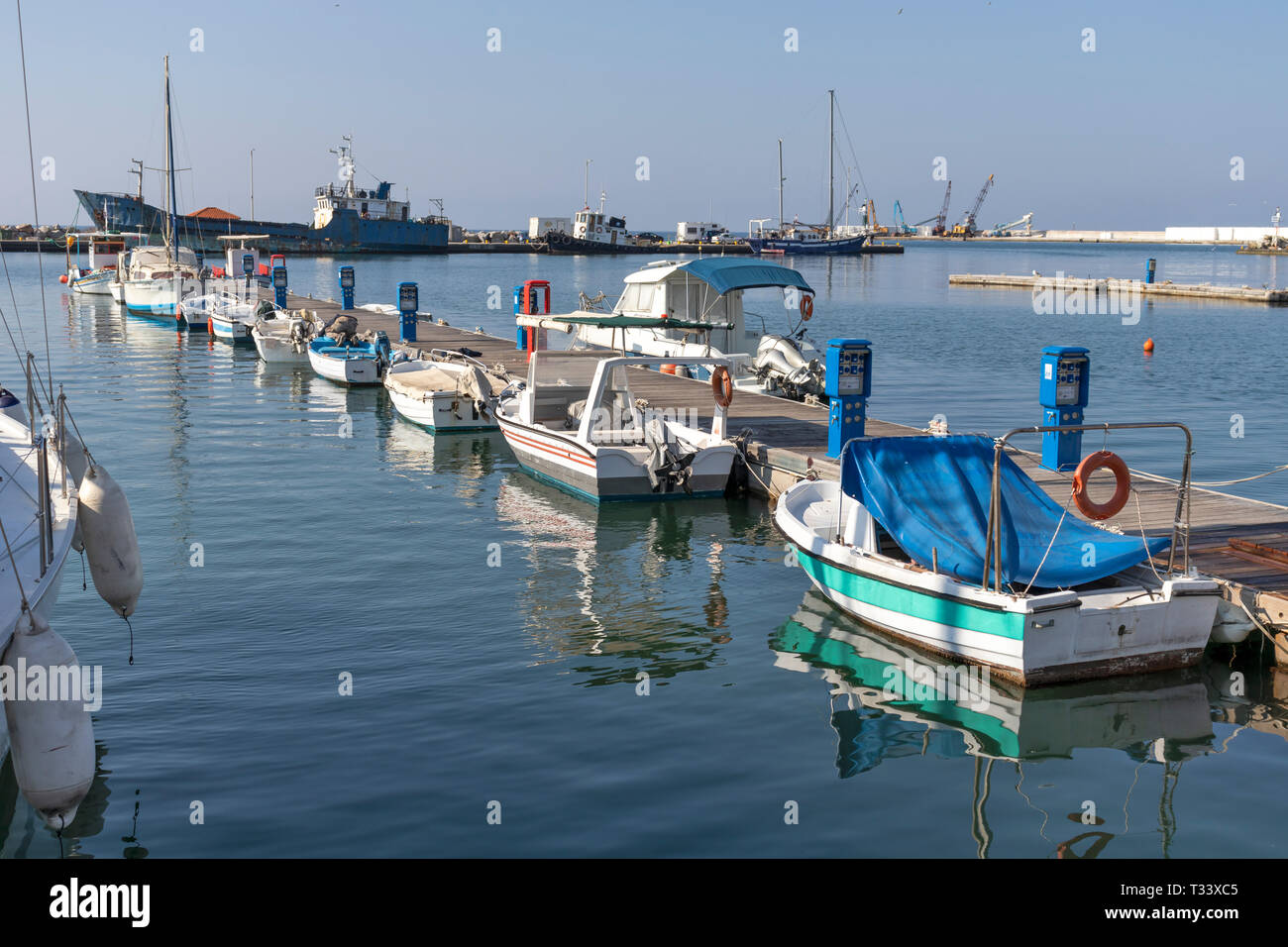 NEA MOUDANIA, GREECE - MARCH 31, 2019: Coastal street of town of Nea ...