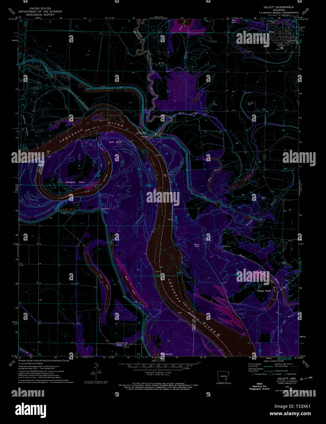 Gillett arkansas map hi-res stock photography and images - Alamy
