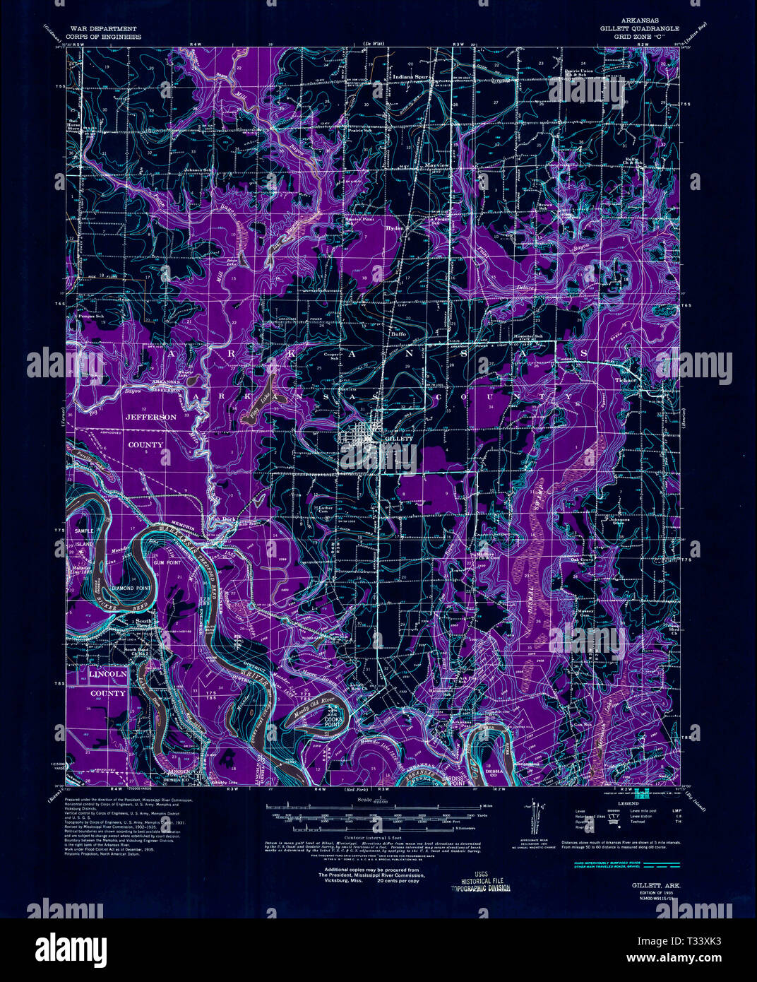Gillett arkansas map hi-res stock photography and images - Alamy