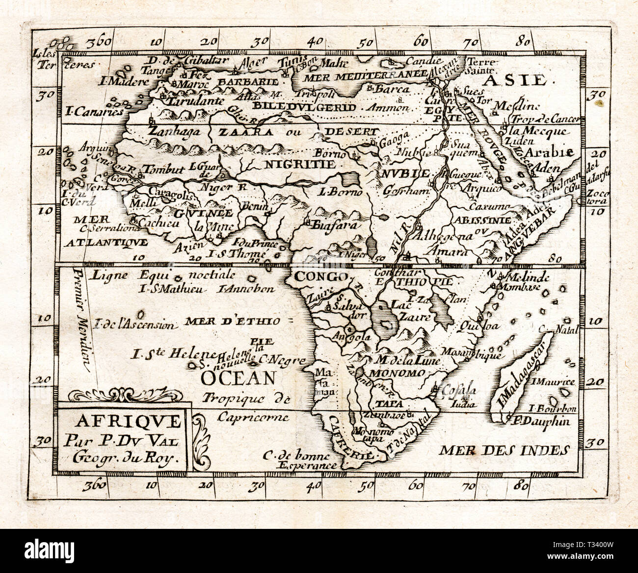 Antique Map of Africa by Pierre Duval, published in Paris, 1682 Stock ...