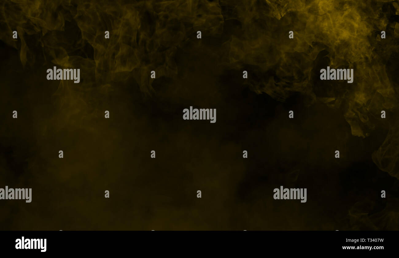 Yellow fog and mist effect on black background. Smoke texture overlays ...