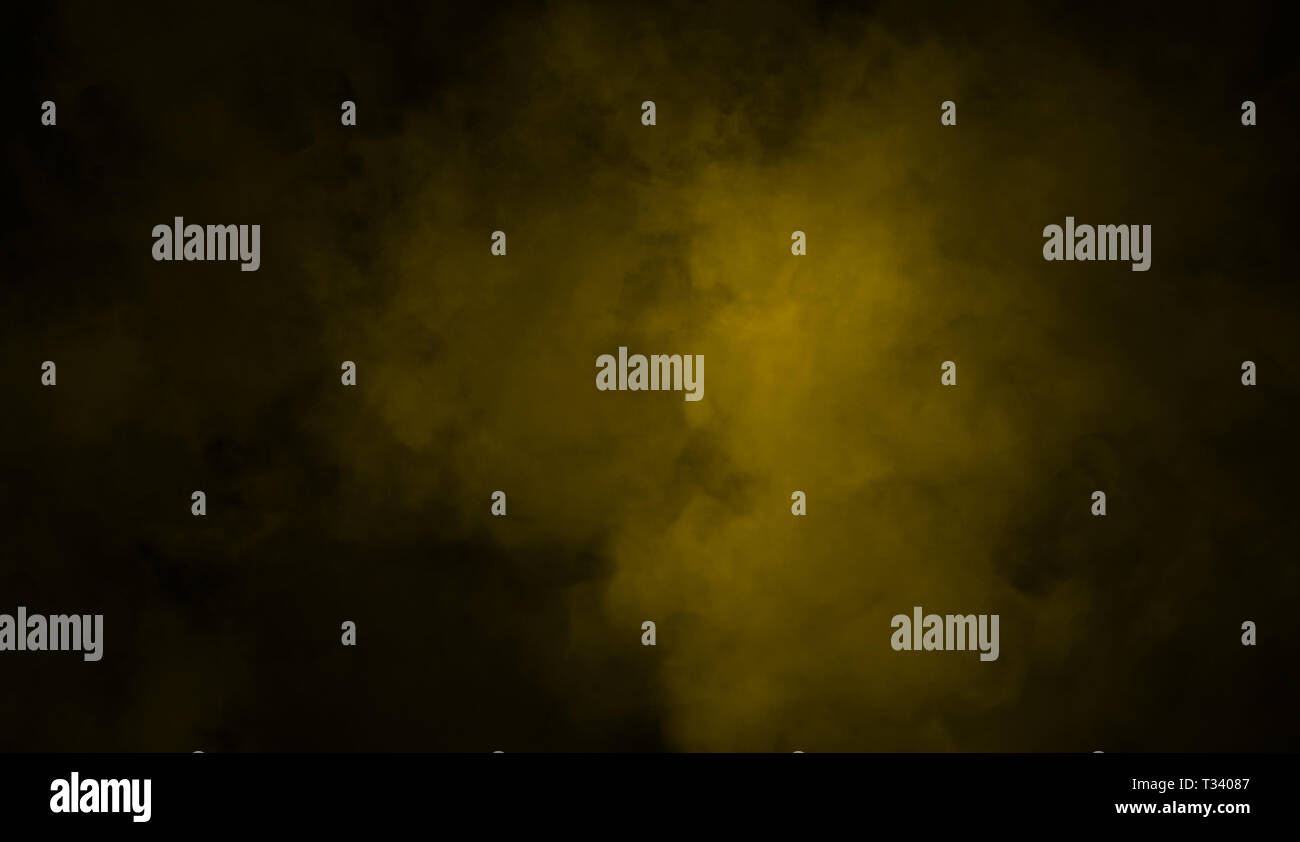 Yellow fog and mist effect on black background. Smoke texture overlays ...