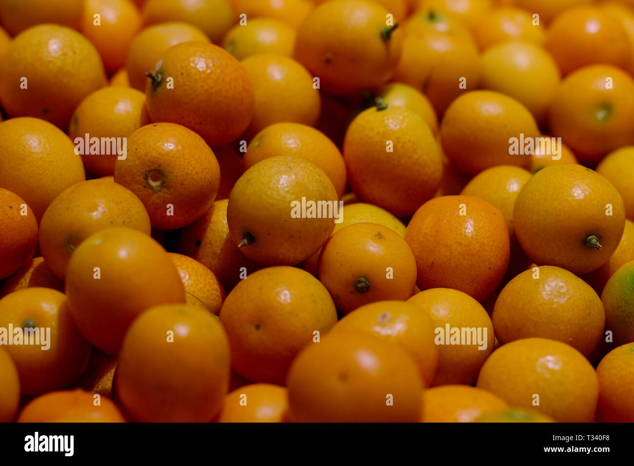 Pile of kumquats, Chinese oranges at a supermarket Stock Photo - Alamy