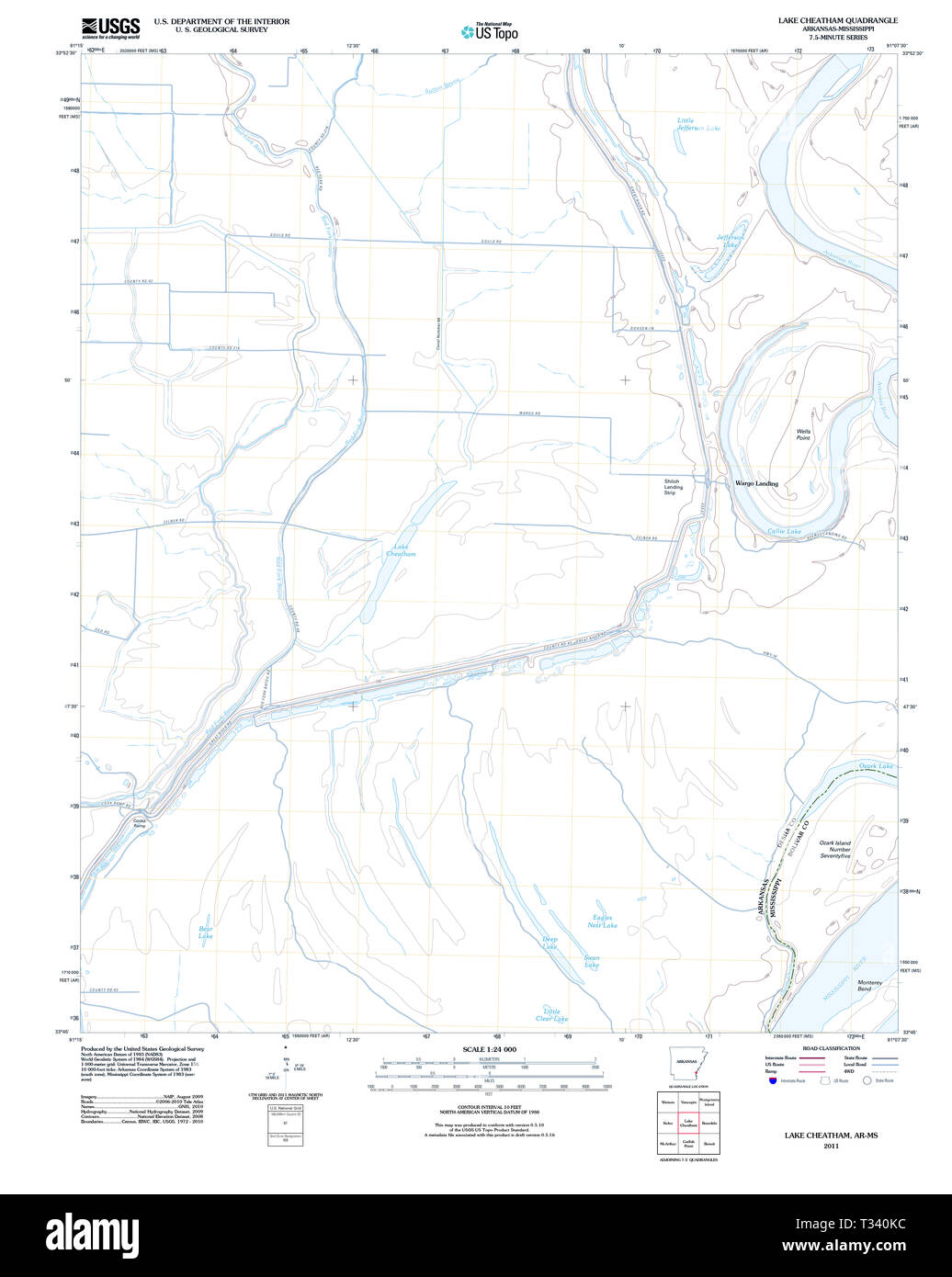 USGS TOPO Map Arkansas AR Lake Cheatham 20110809 TM Restoration Stock ...