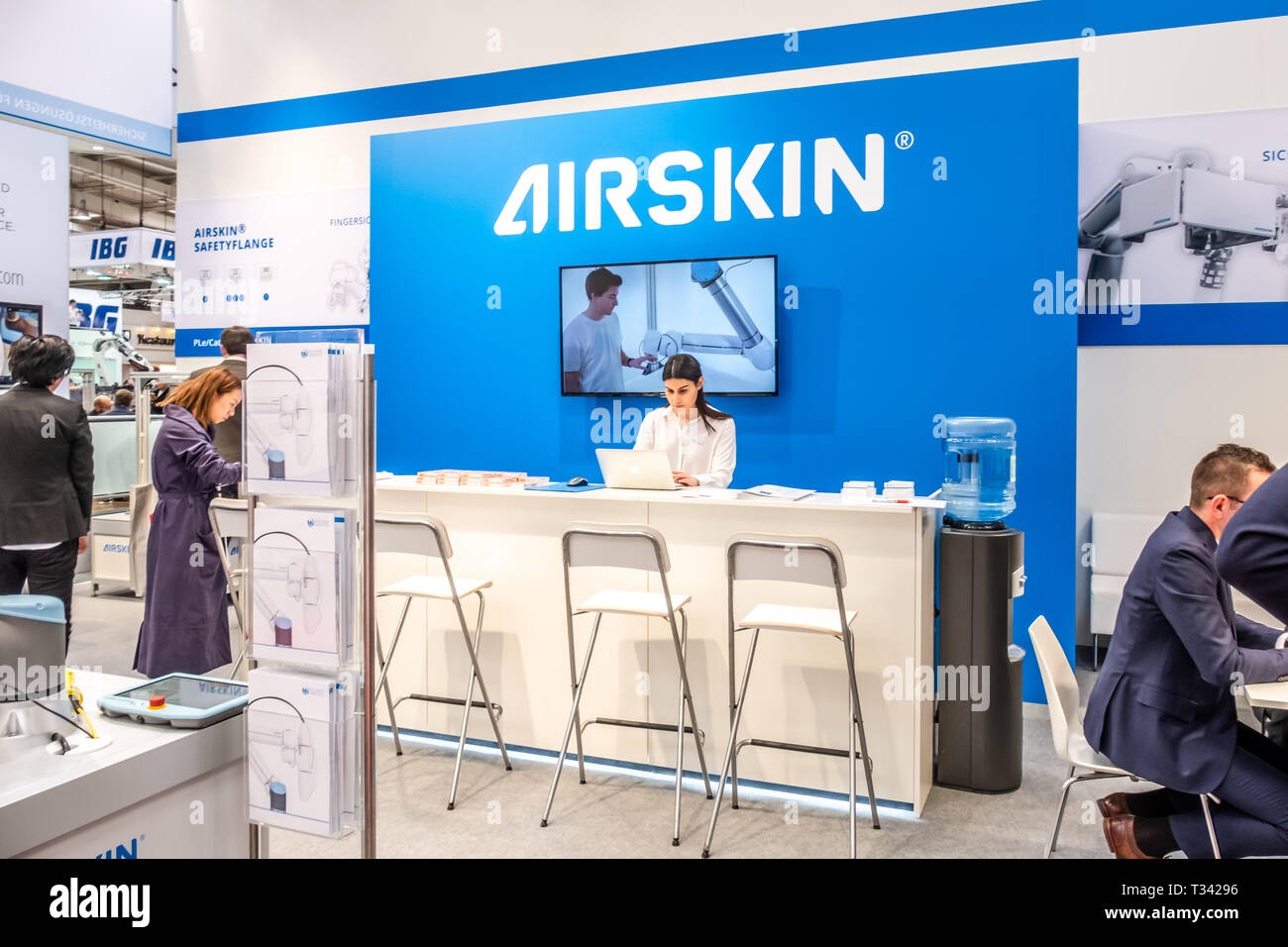 HANNOVER / GERMANY - APRIL 02 2019 : Airskin is displaying new ...