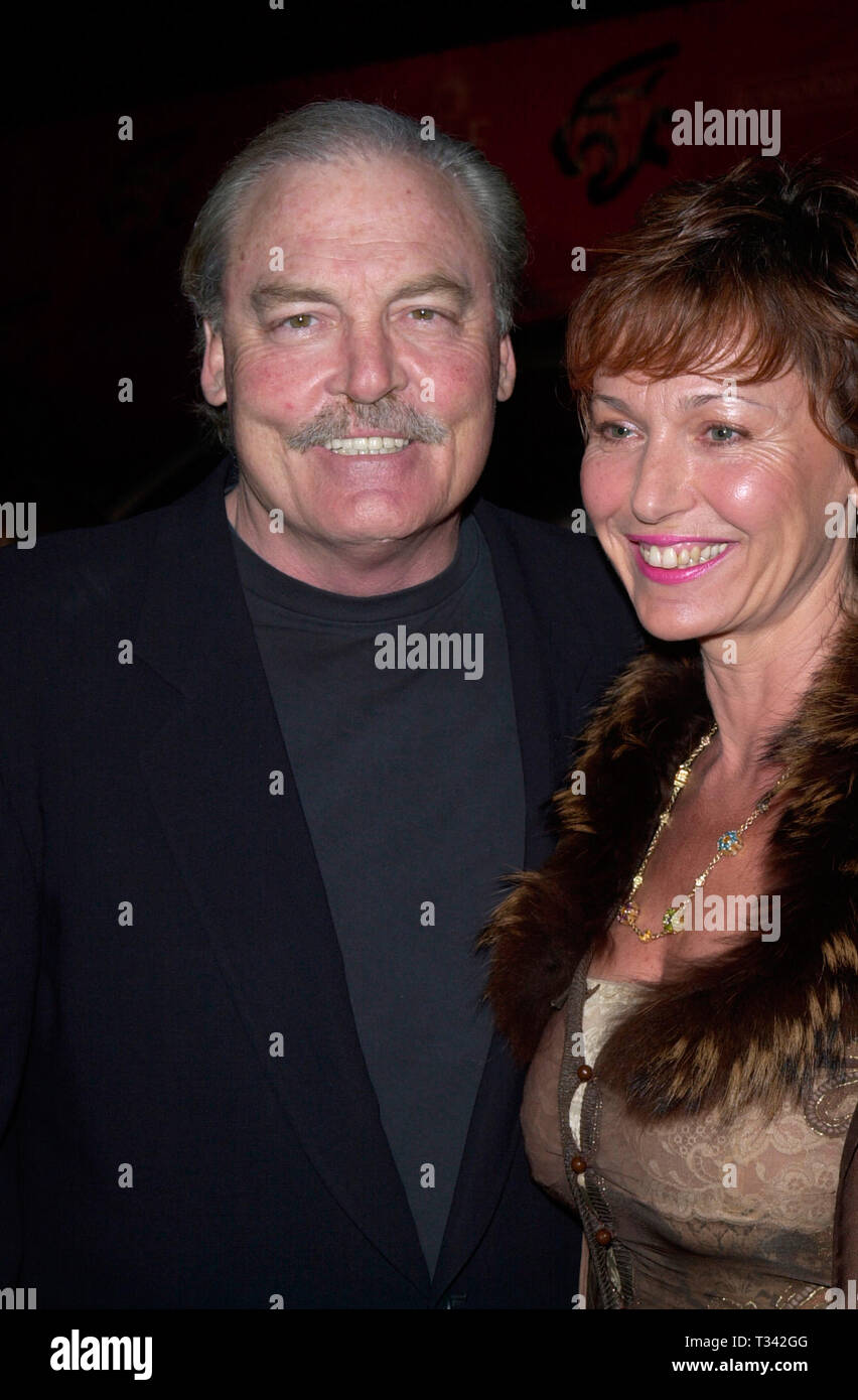 LOS ANGELES, CA. March 18, 2001: Actor STACY KEACH & wife at the Jaguar ...