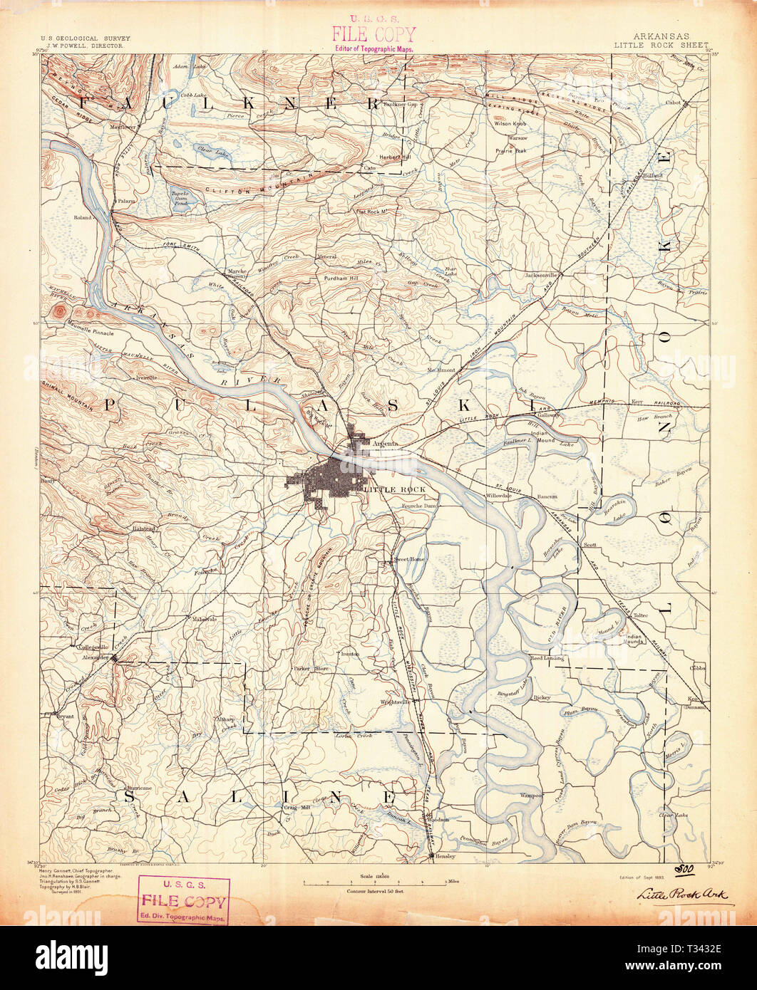 USGS TOPO Map Arkansas AR Little Rock 260506 1893 125000 Restoration ...