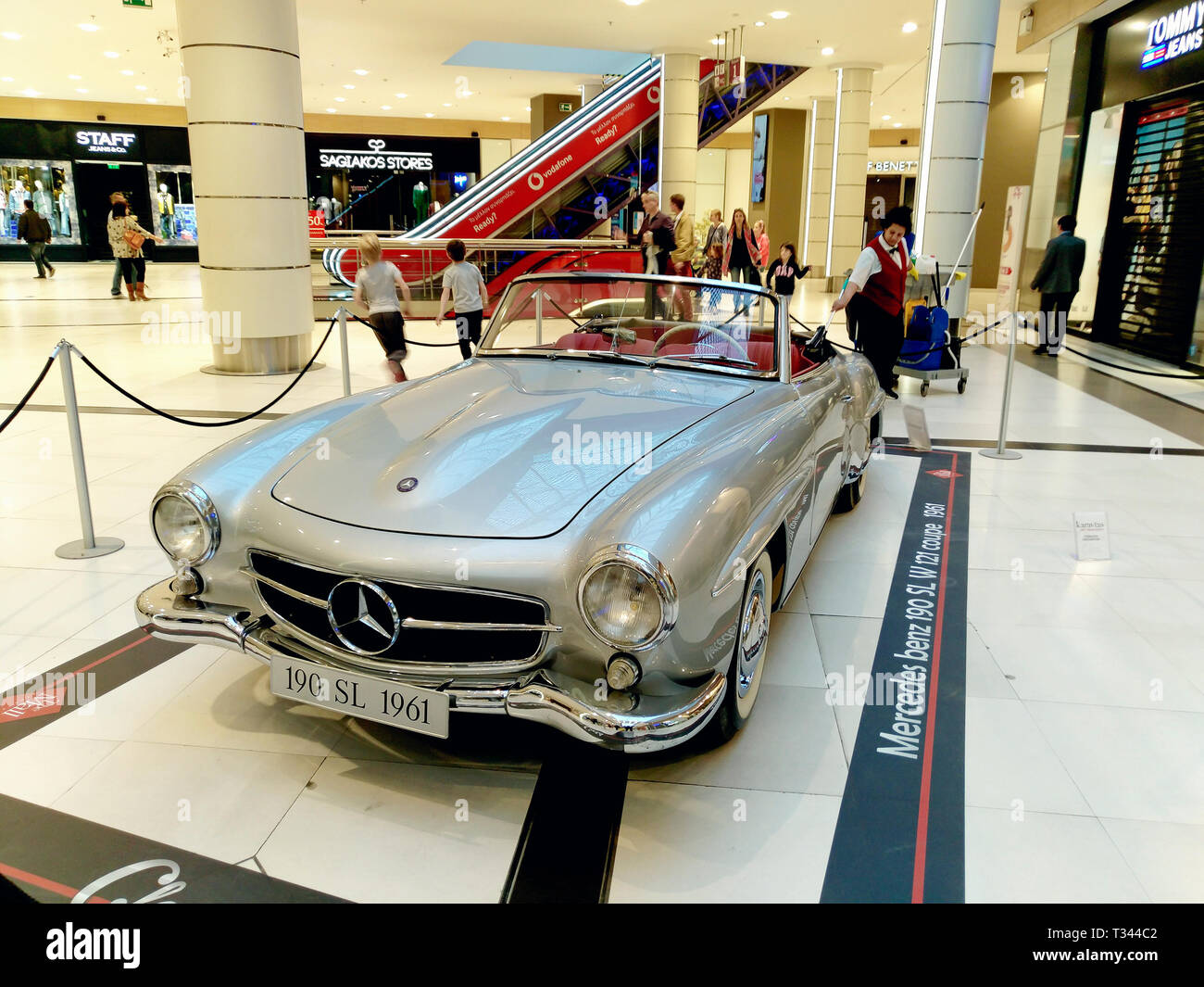 Athens, Greece - March 25, 2019: Old cars exhibition, Mercedes Benz SL ...