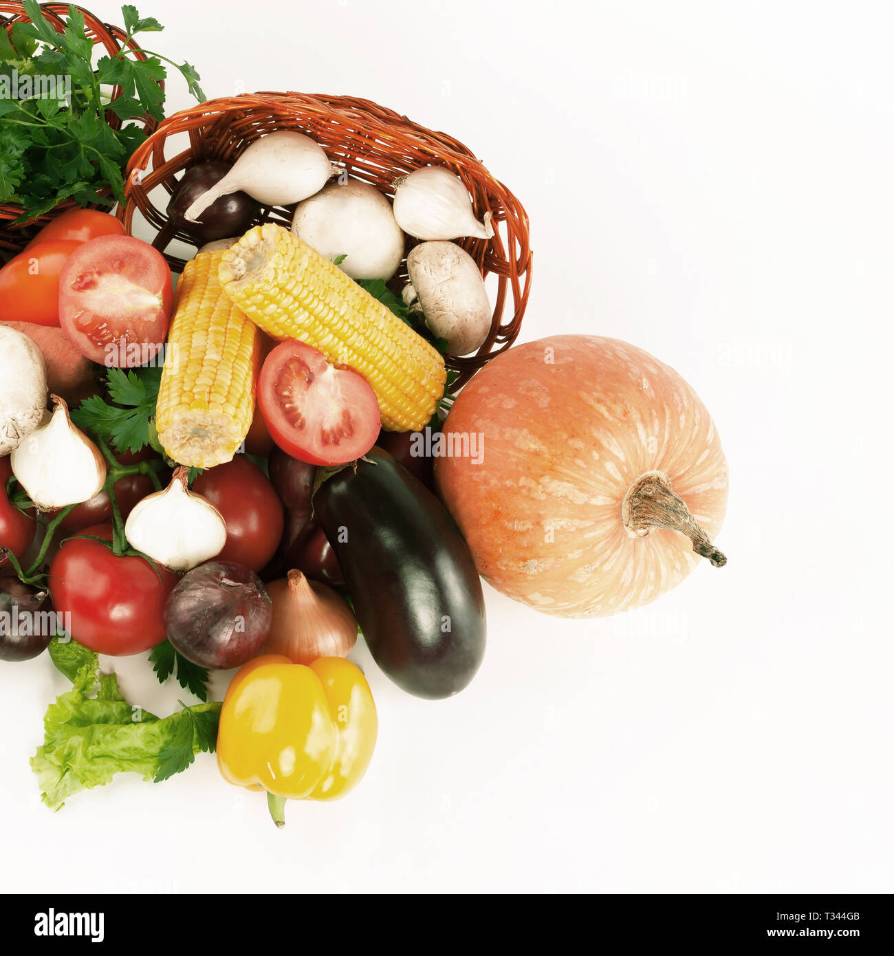 closeup. a lot of different fresh vegetables.isolated on a white Stock ...