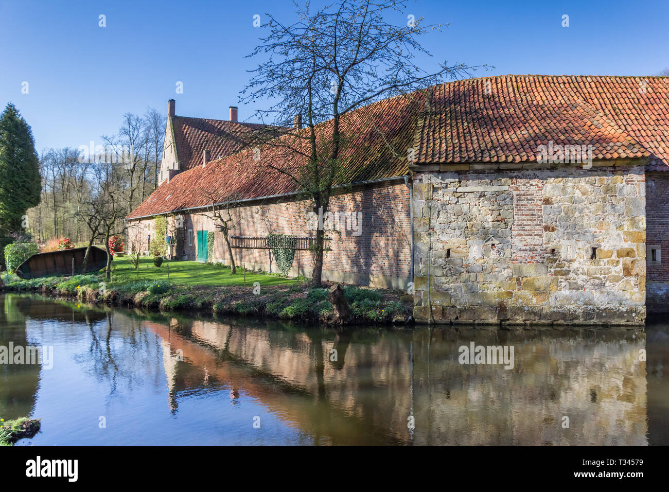 Surrounding wall of the historic Welbergen house in Ochtrup, Germany ...