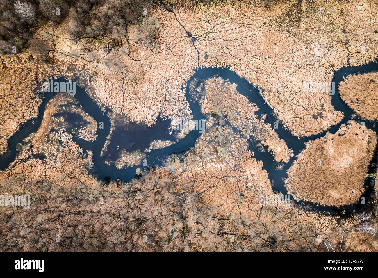 Flying above small wild river hi-res stock photography and images - Alamy