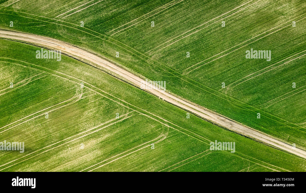 Aerial view of green field in spring Stock Photo - Alamy