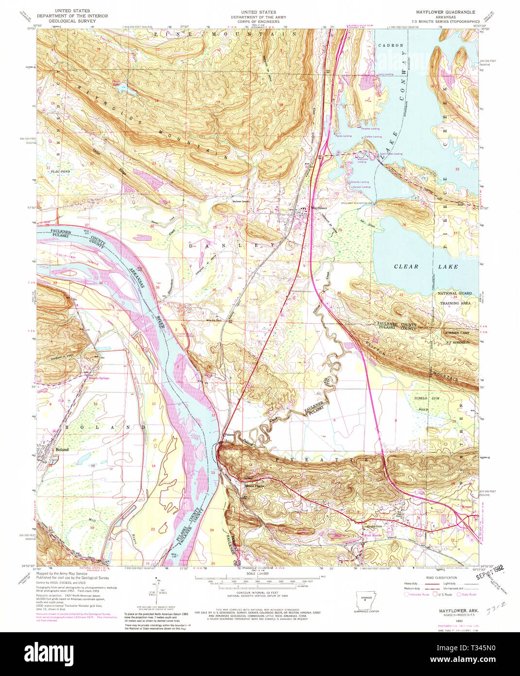 USGS TOPO Map Arkansas AR Mayflower 259041 1953 24000 Restoration Stock ...