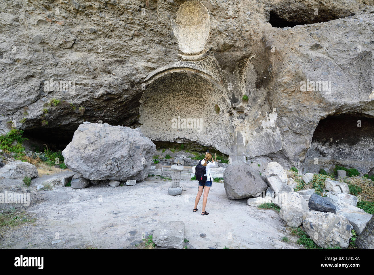 The Vanis Kvabebi cave near Vardzia UNESCO site of Georgia Stock Photo ...