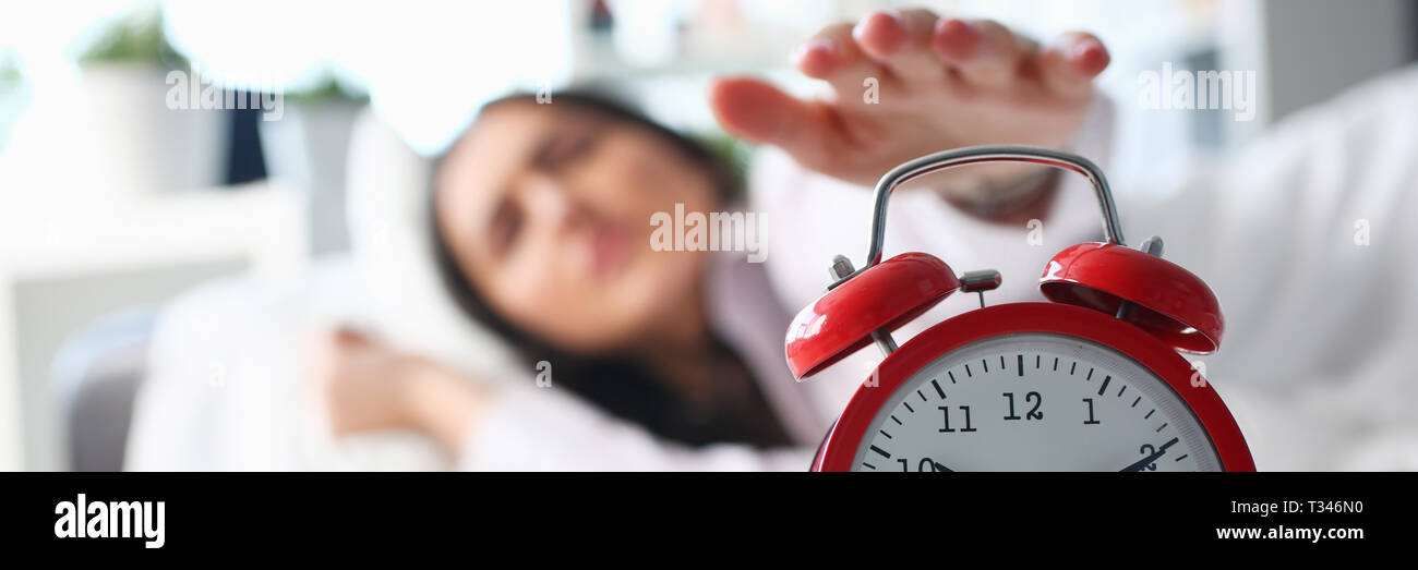 Sleepy young woman portrait with one Stock Photo - Alamy
