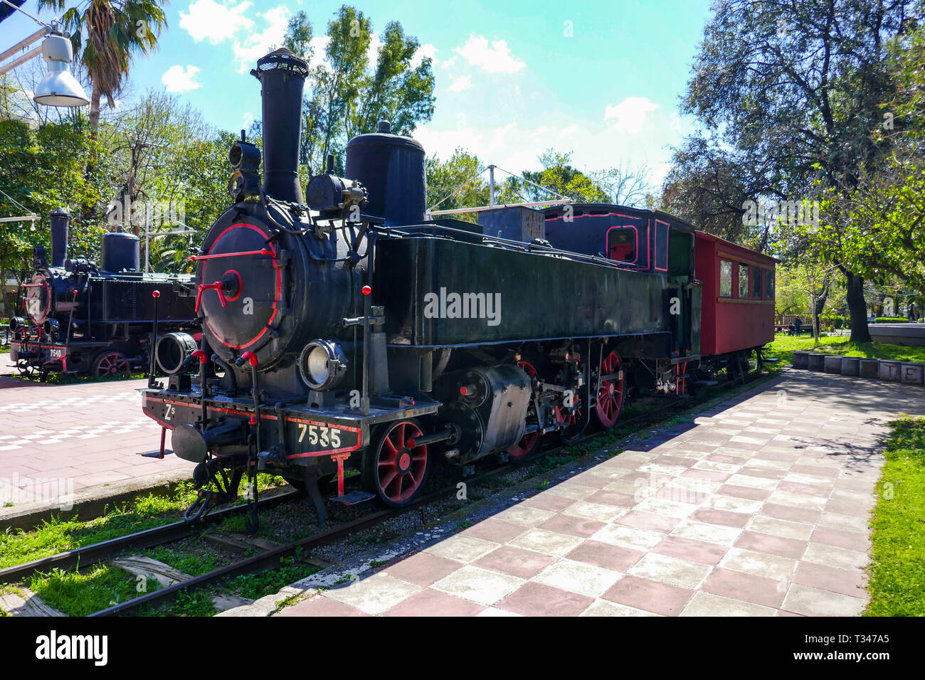Old steam trains in museum, Kalamata, Peleponnese, Greece, Greek Stock ...