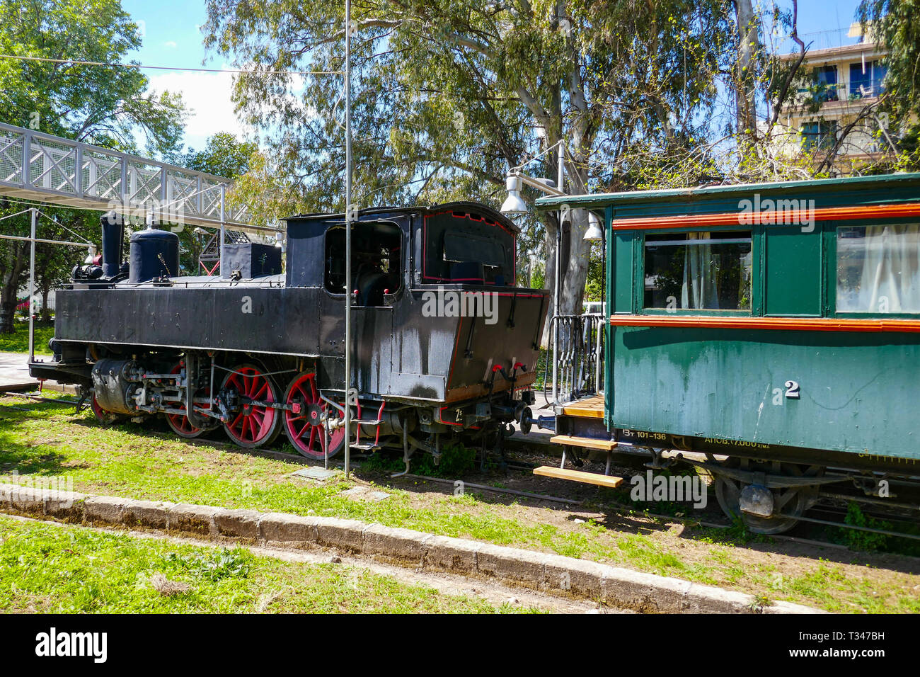 Old steam trains in museum, Kalamata, Peleponnese, Greece, Greek Stock ...