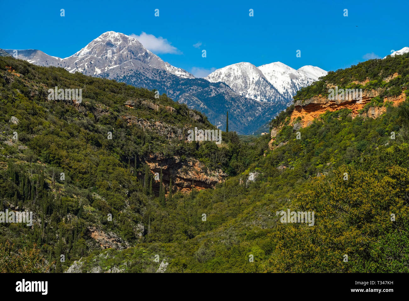 Snow on Mount Taygetus, spring, springtime, Peleponnese, Greece, Greek ...