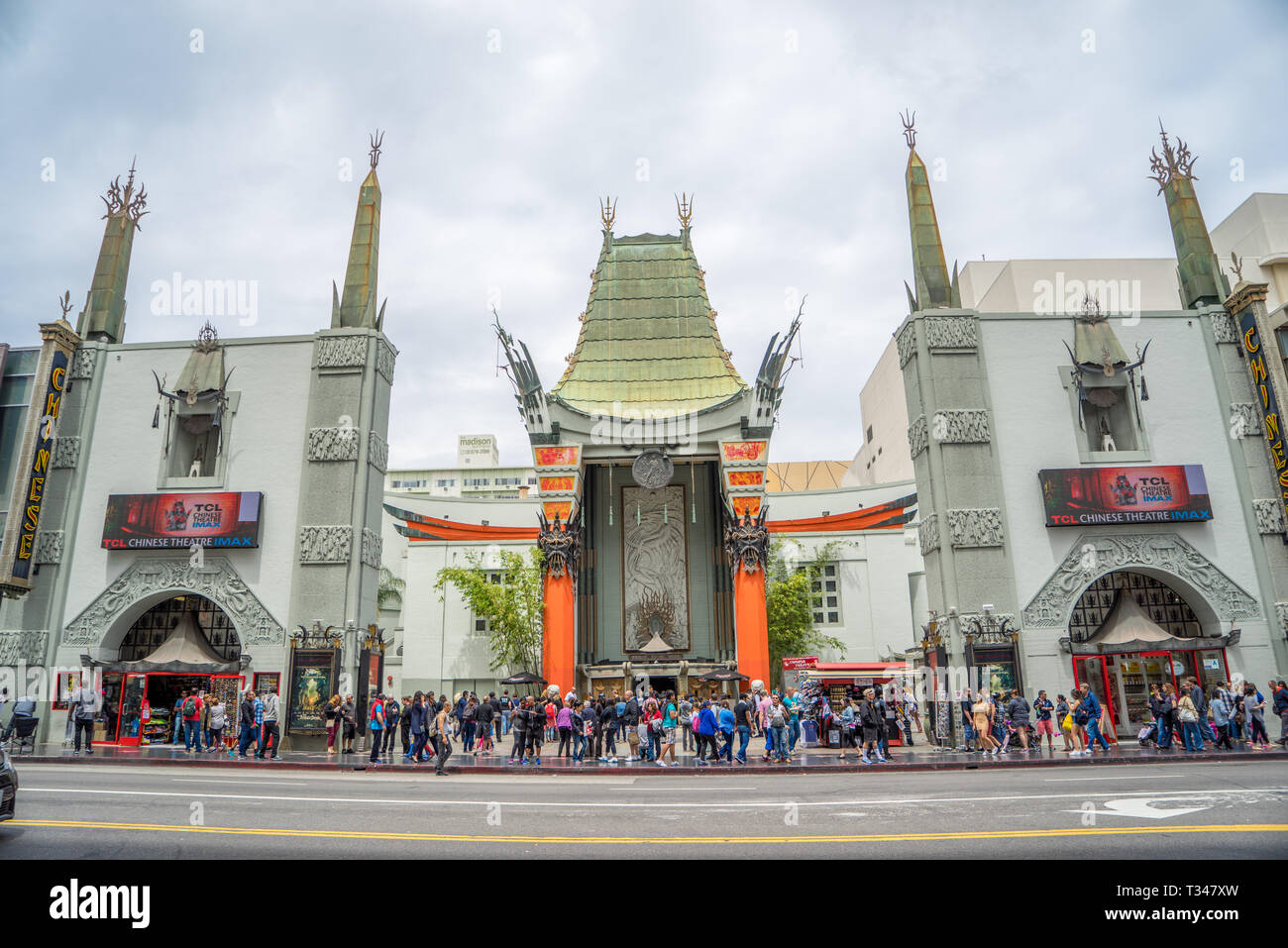 looking at The Chinese Theatre from across the street on Hollywood ...