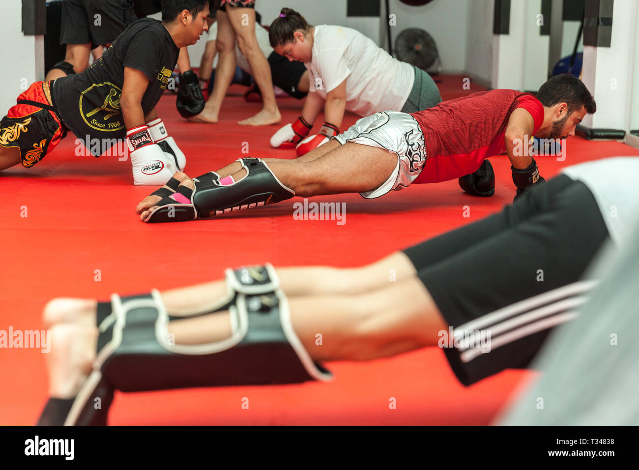 kick boxing training in a gym Stock Photo - Alamy