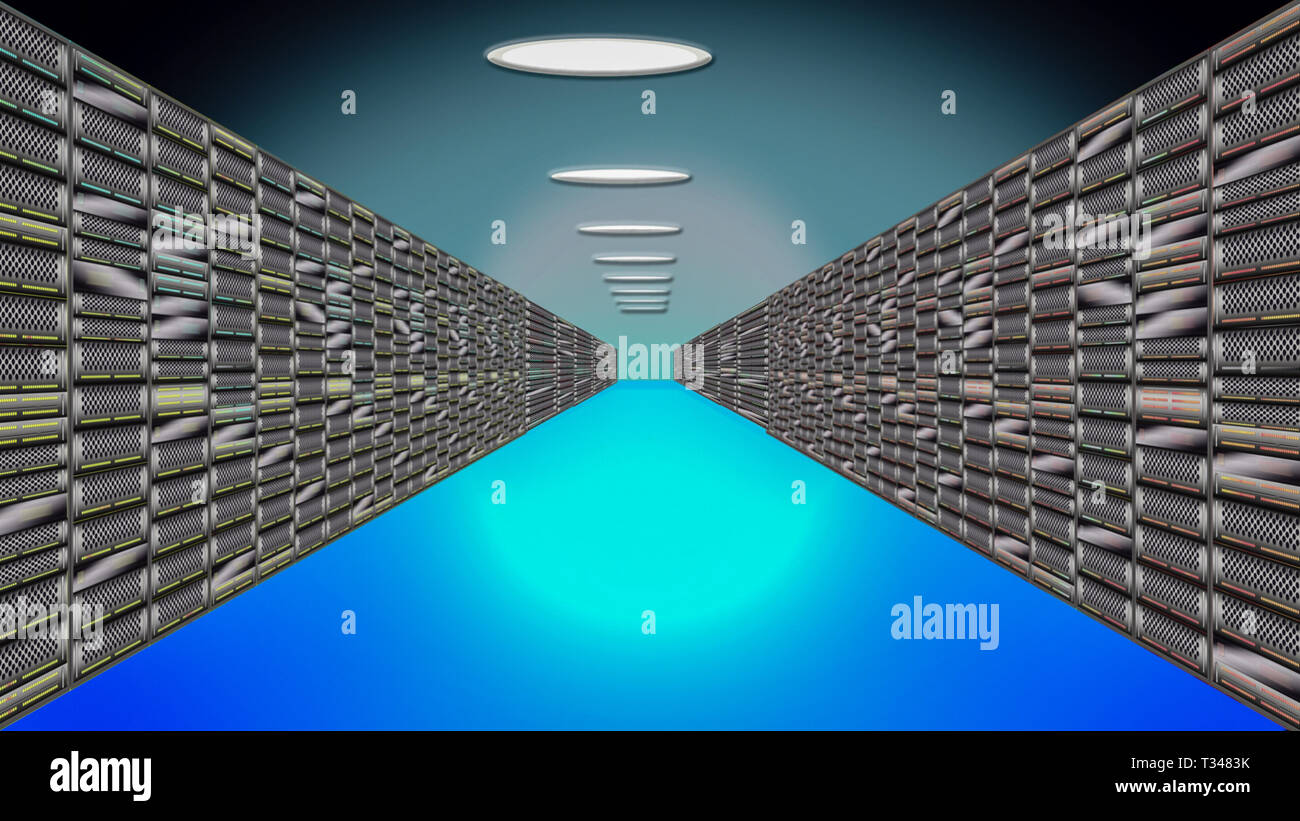 Server room in datacenter. Web network and internet telecommunication ...