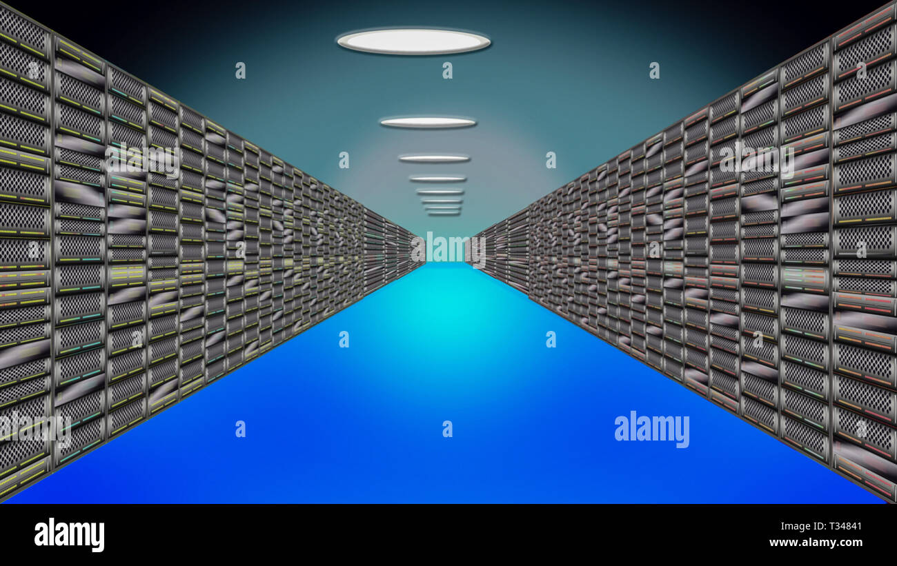 Server room in datacenter. Web network and internet telecommunication ...