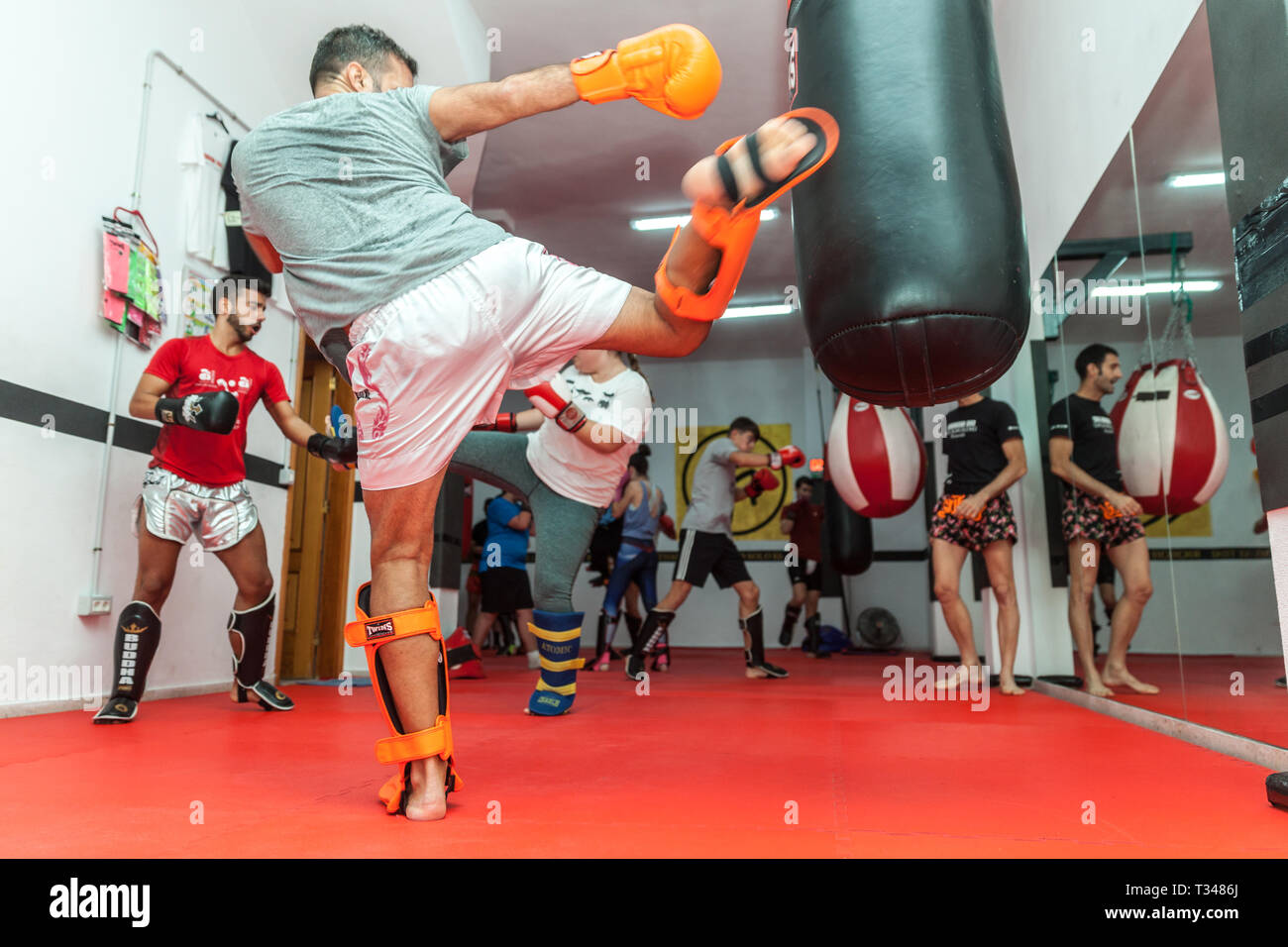 boxing training in a gym Stock Photo - Alamy