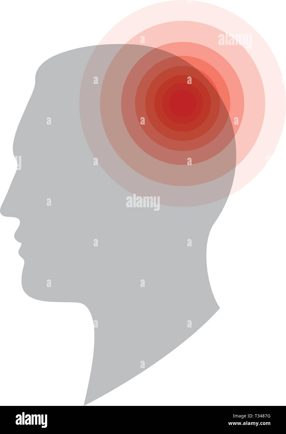 Medical icon. Headache, pain in the head, migraine, fatigue. Flat ...