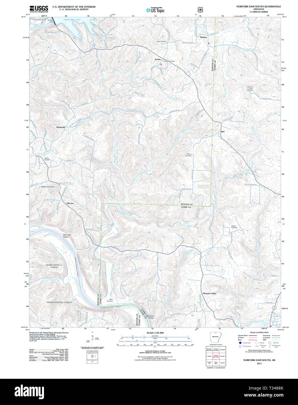 USGS TOPO Map Arkansas AR Norfork Dam South 20110801 TM Restoration ...