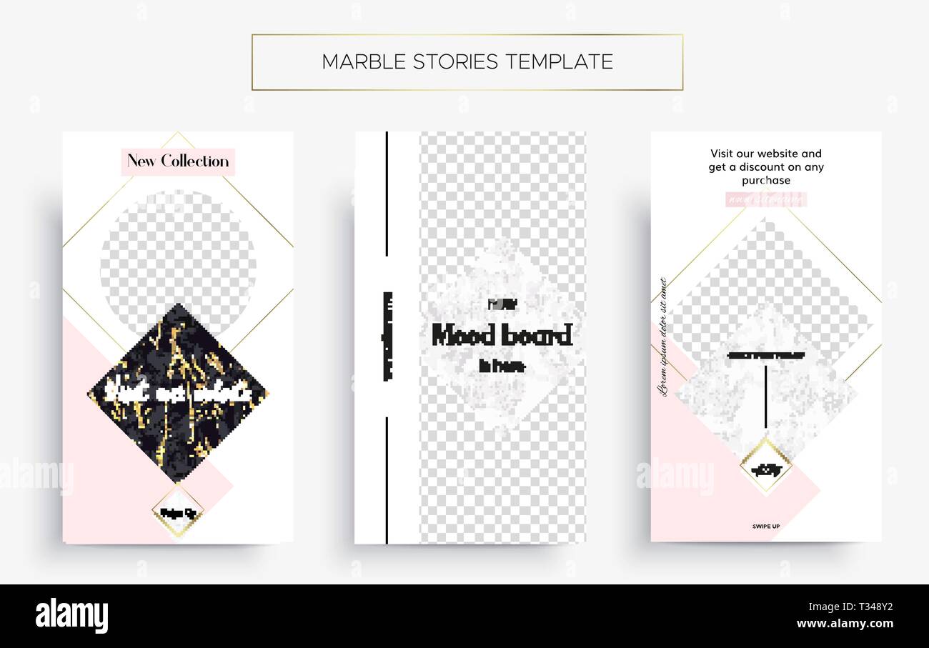 Set of Marble Stories template. Three banners Stock Vector Image & Art ...