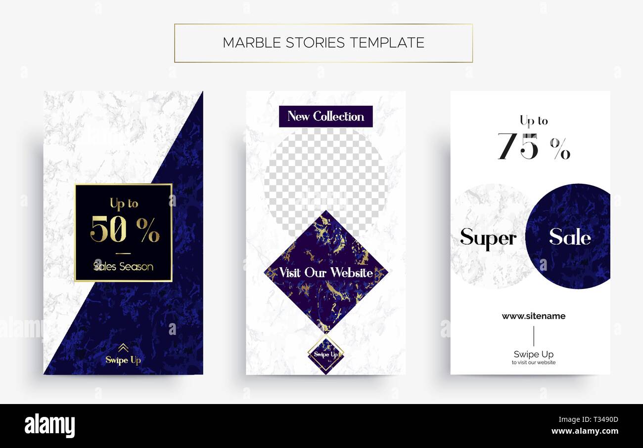 Set of Marble Stories template. Three banners Stock Vector Image & Art ...