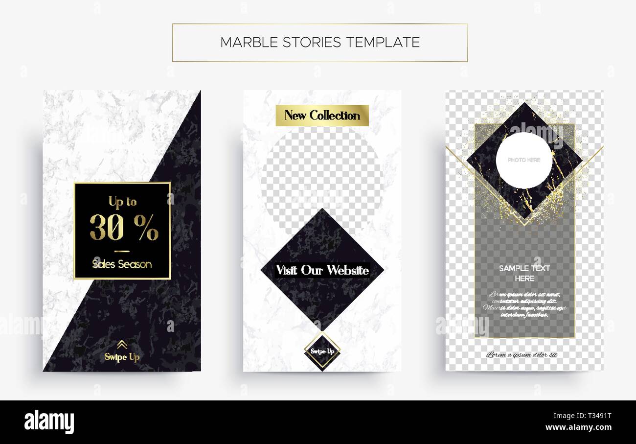 Set of Marble Stories template. Three banners Stock Vector Image & Art ...